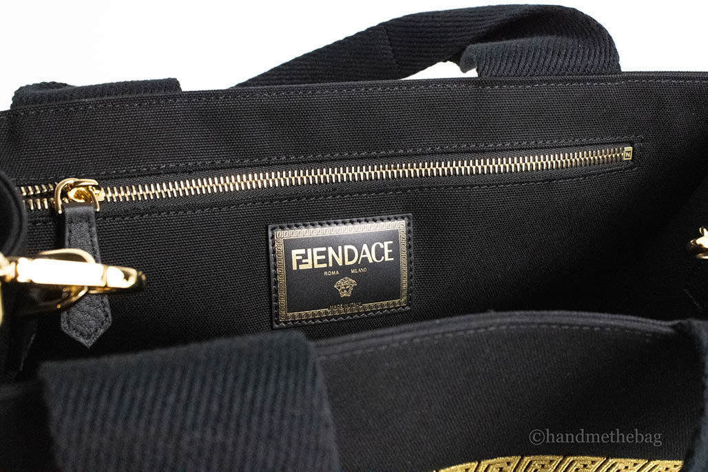Fendi X Versace Fendace Medium Black Canvas Shopper Tote – handmethebag.com