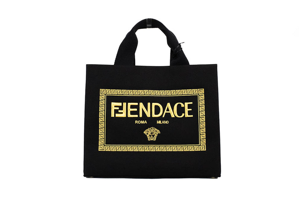 Fendi X Versace Fendace Medium Black Canvas Shopper Tote – handmethebag.com